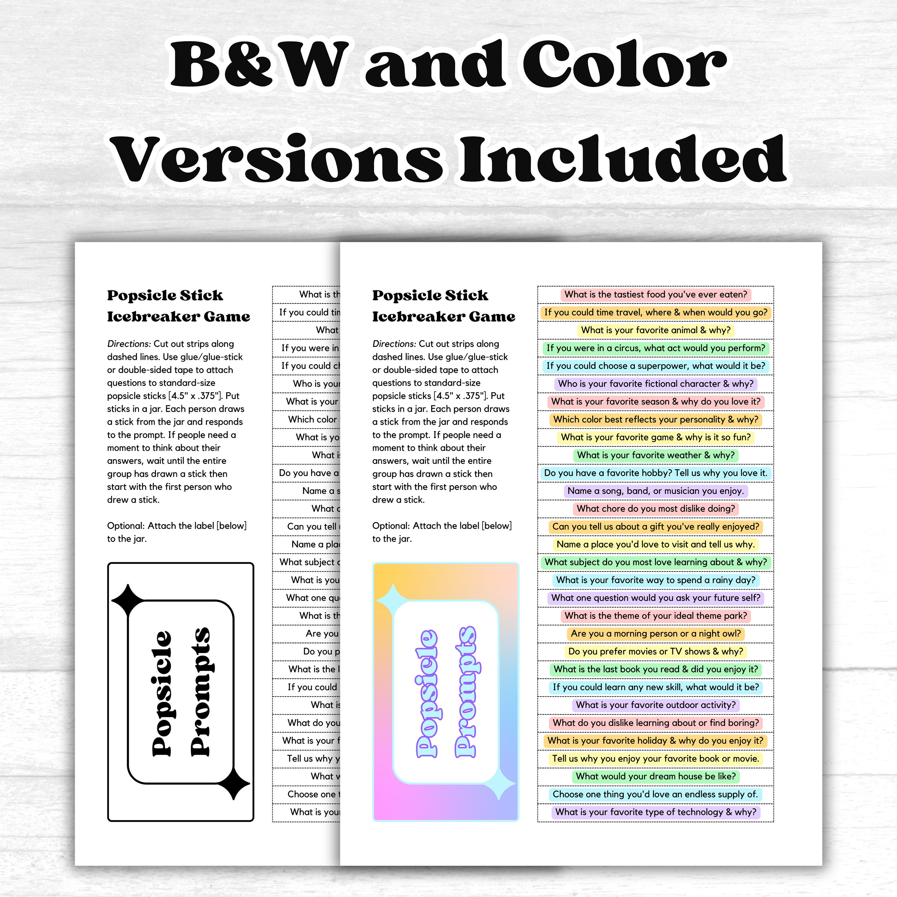 Conversation Game, Icebreaker Game With Popsicle Sticks, First Day of ...