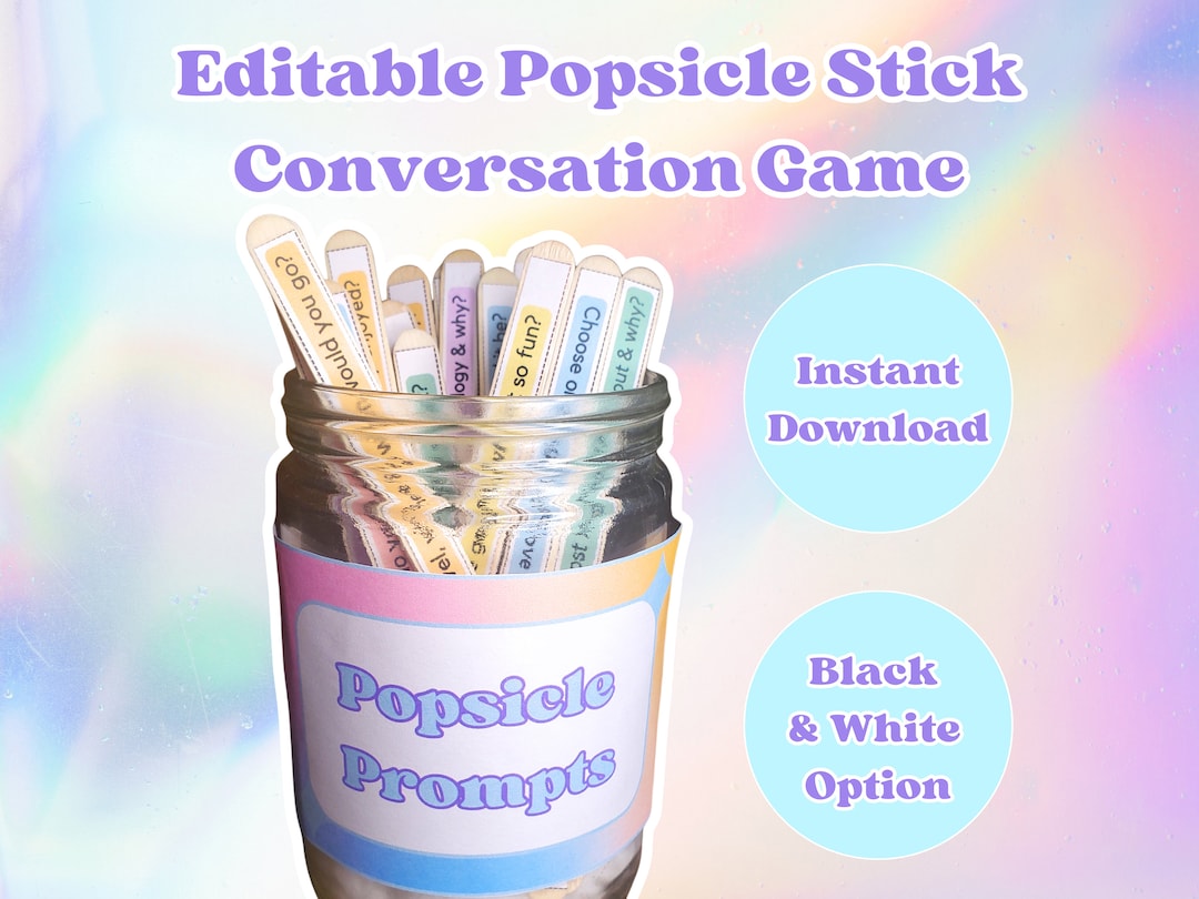 Popsicle Stick Conversation Game: Icebreaker Questions (digital ...