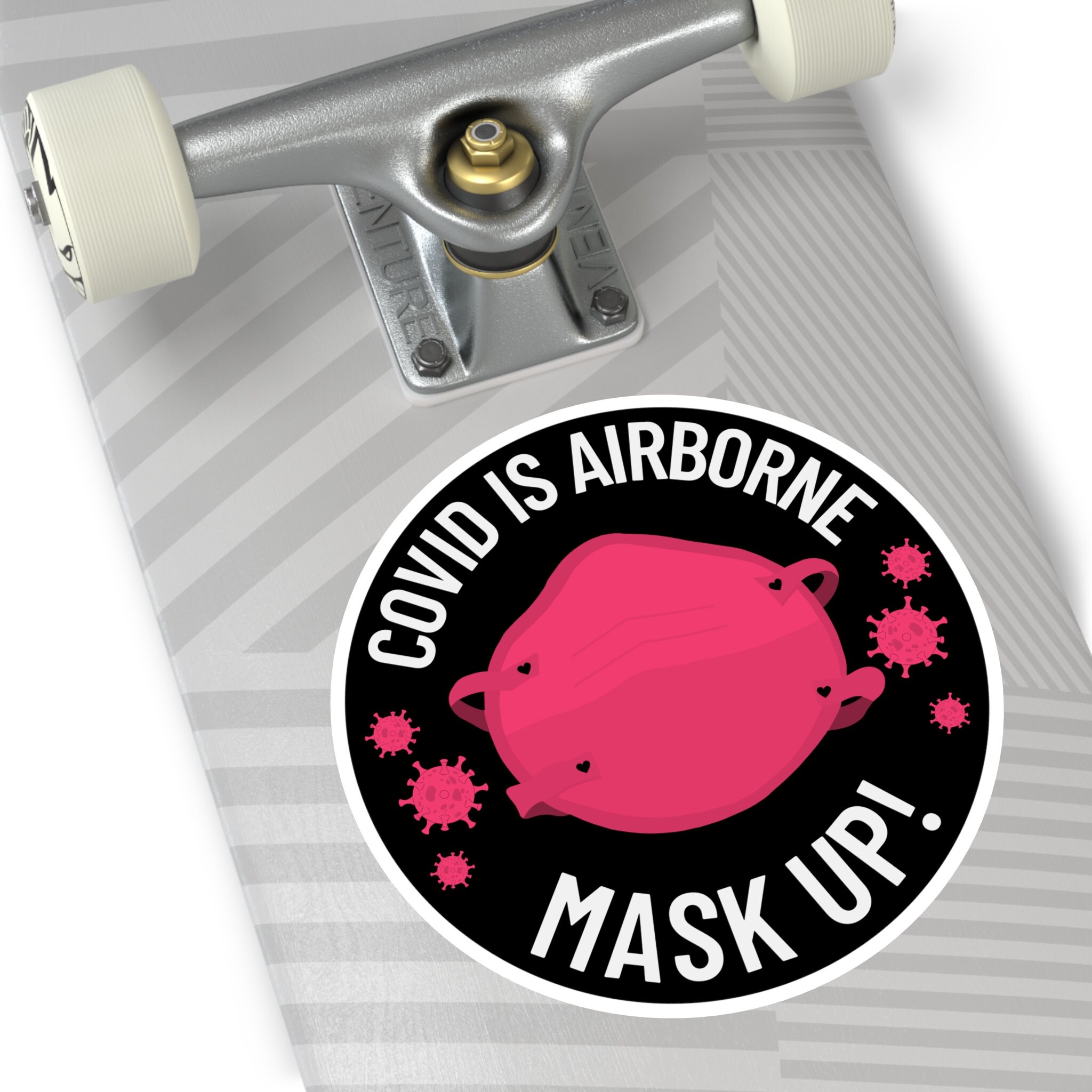 COVID is Airborne Mask Up, Outdoor / Indoor Sticker, Bumper Sticker ...
