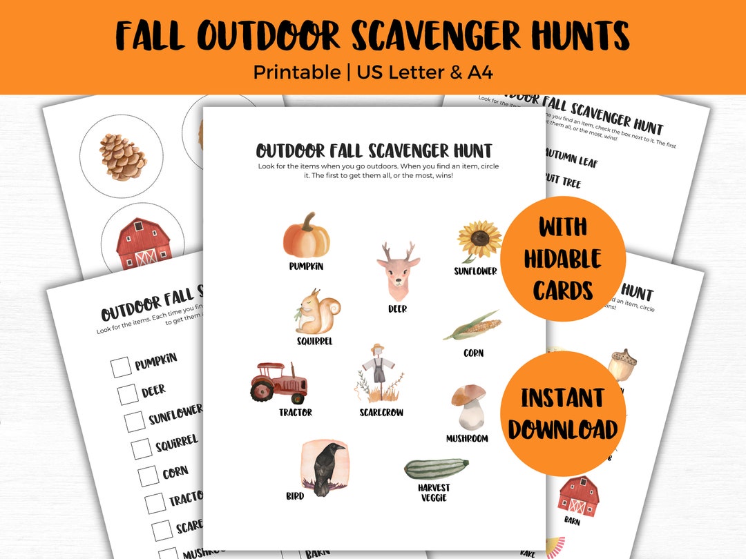 Fall Scavenger Hunt Printable: Outdoor Party Games (US Letter & A4) - Etsy