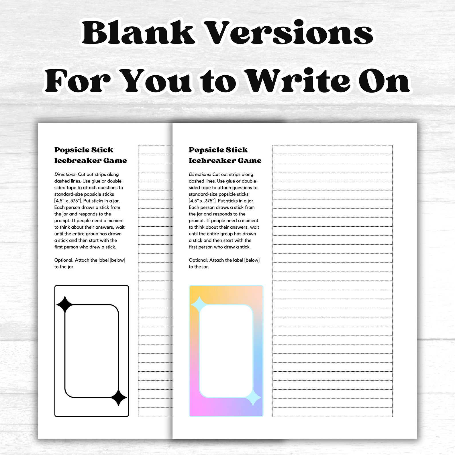 Popsicle Stick Conversation Game: Icebreaker Questions (digital ...