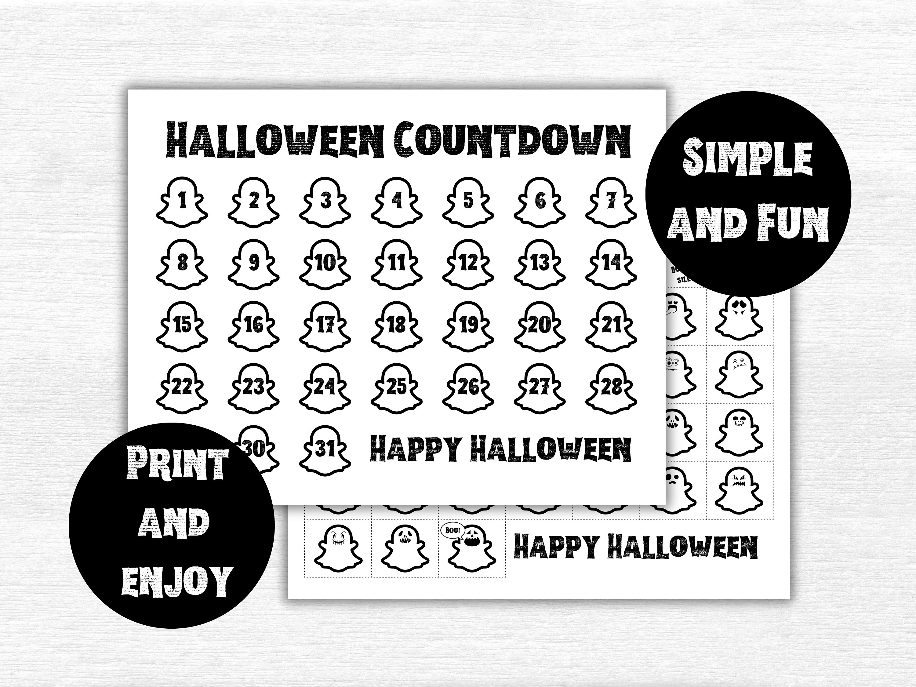 Halloween Countdown Calendar Printable: Ghost Activity (digital ...