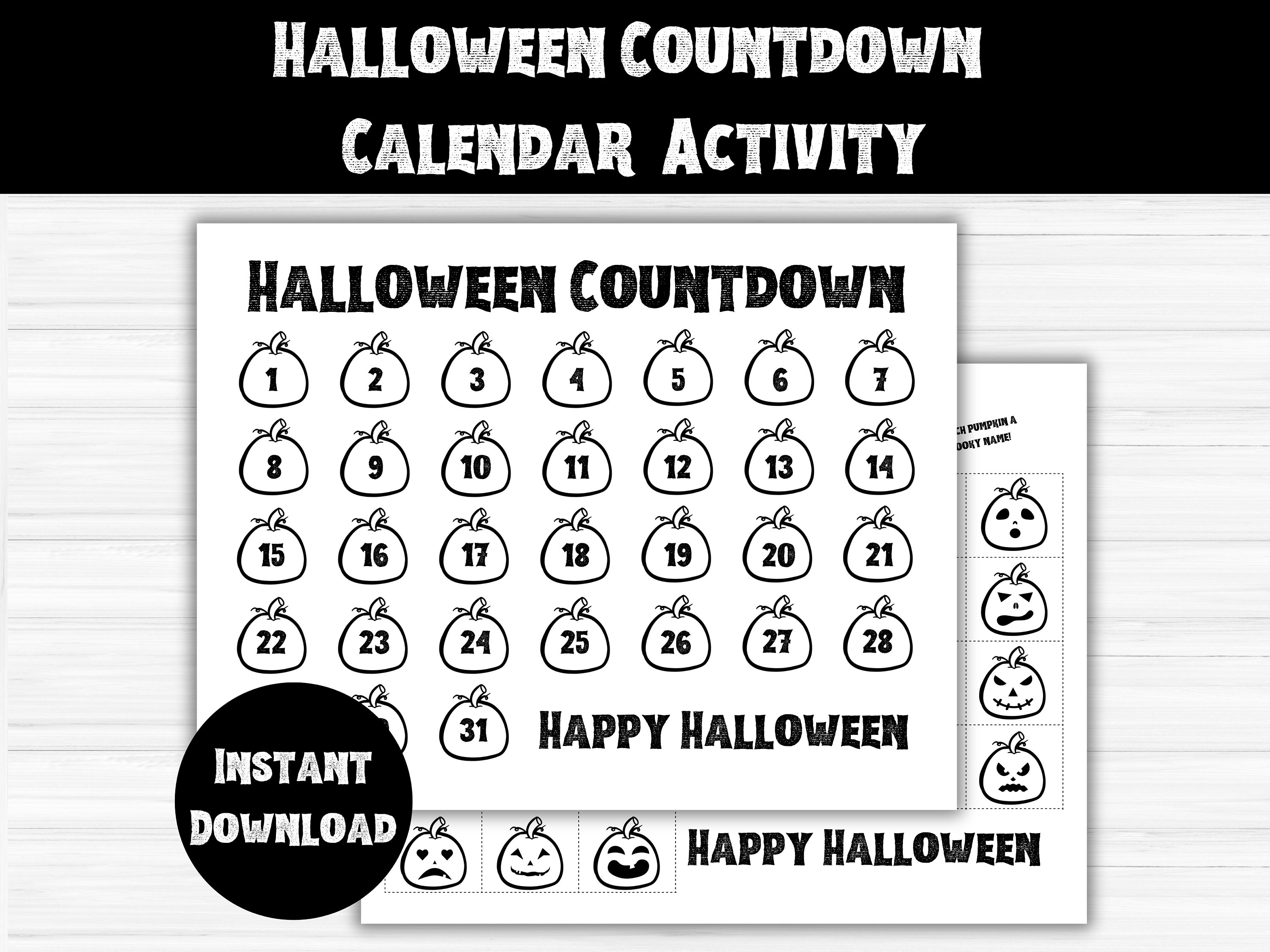 Halloween Countdown Calendar Printable: Kids October Activity (digital ...