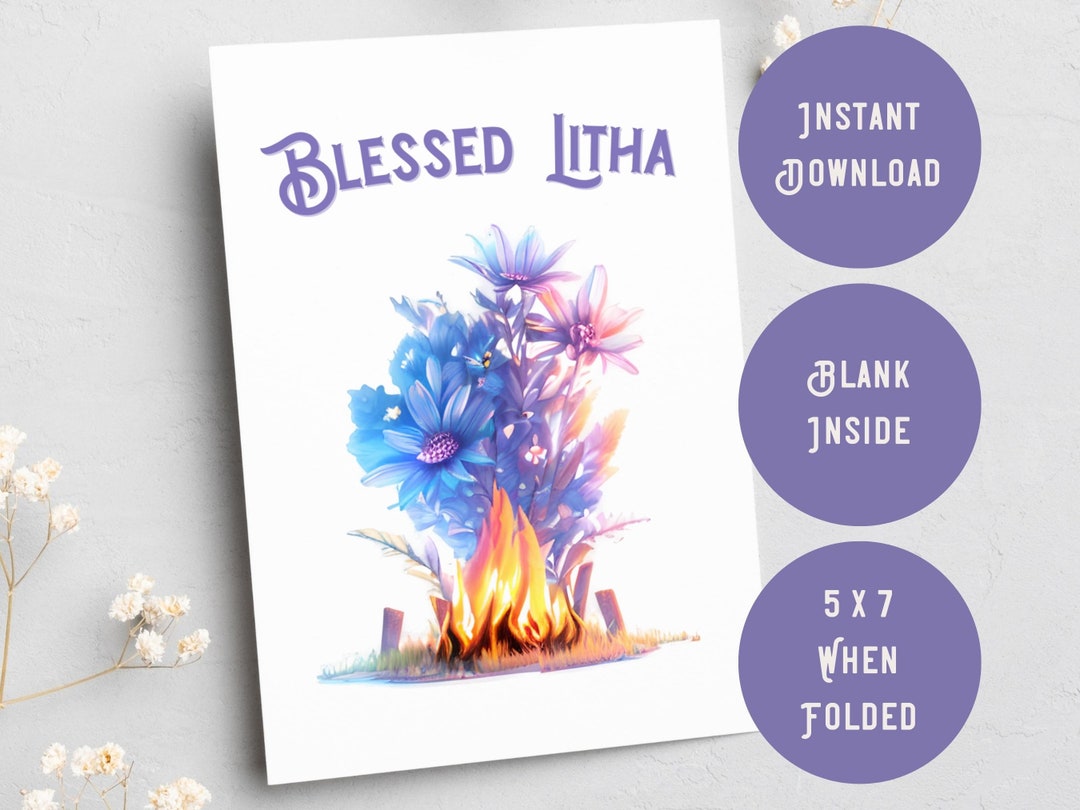 Litha Printable Card 5 X 7 in Blank Inside BONUS Printable Envelope ...