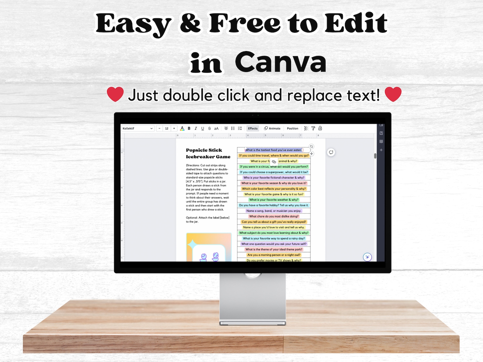 Popsicle Stick Conversation Game: Icebreaker Questions (digital ...