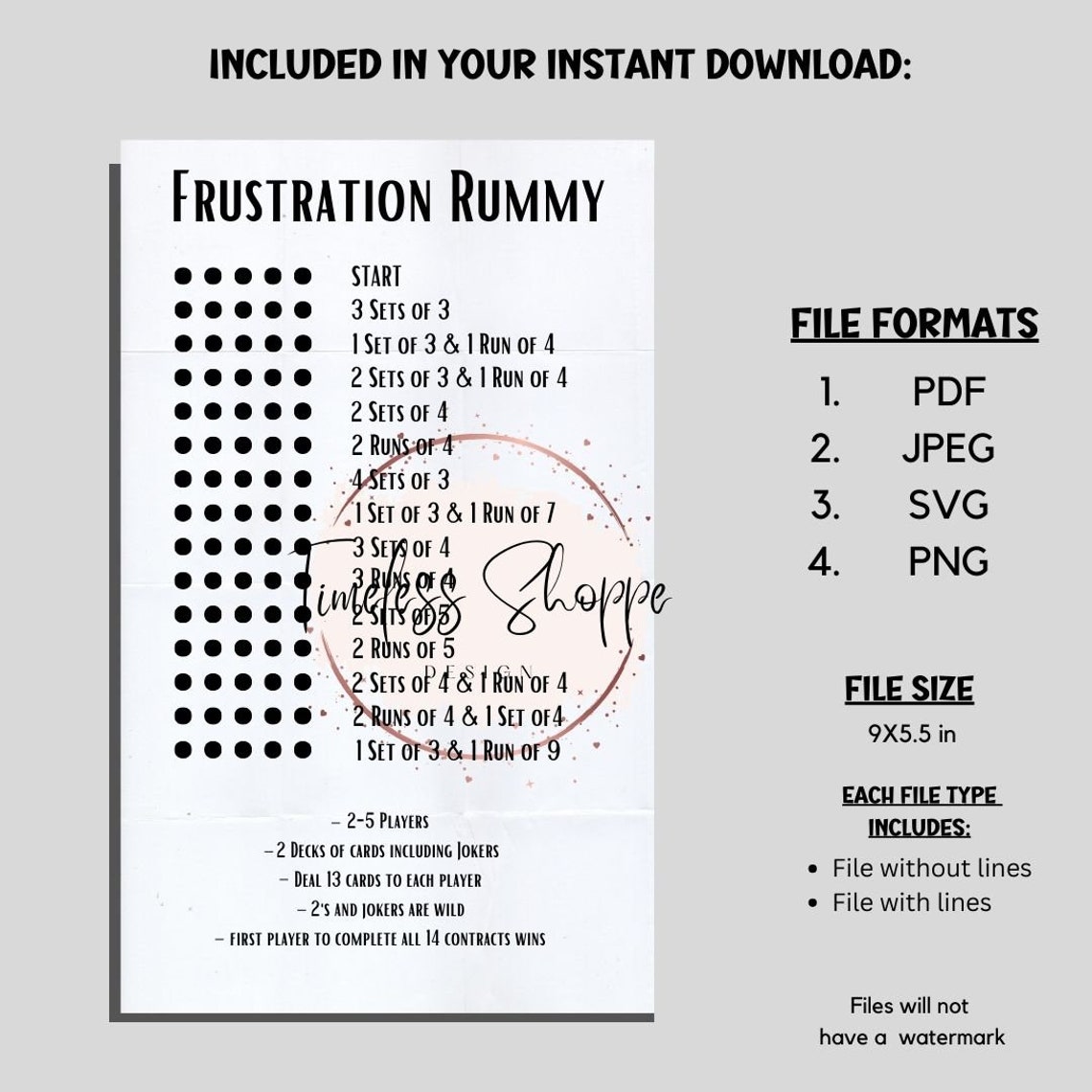 Frustration Rummy Template, Card Game, Template, Frustration Rummy ...