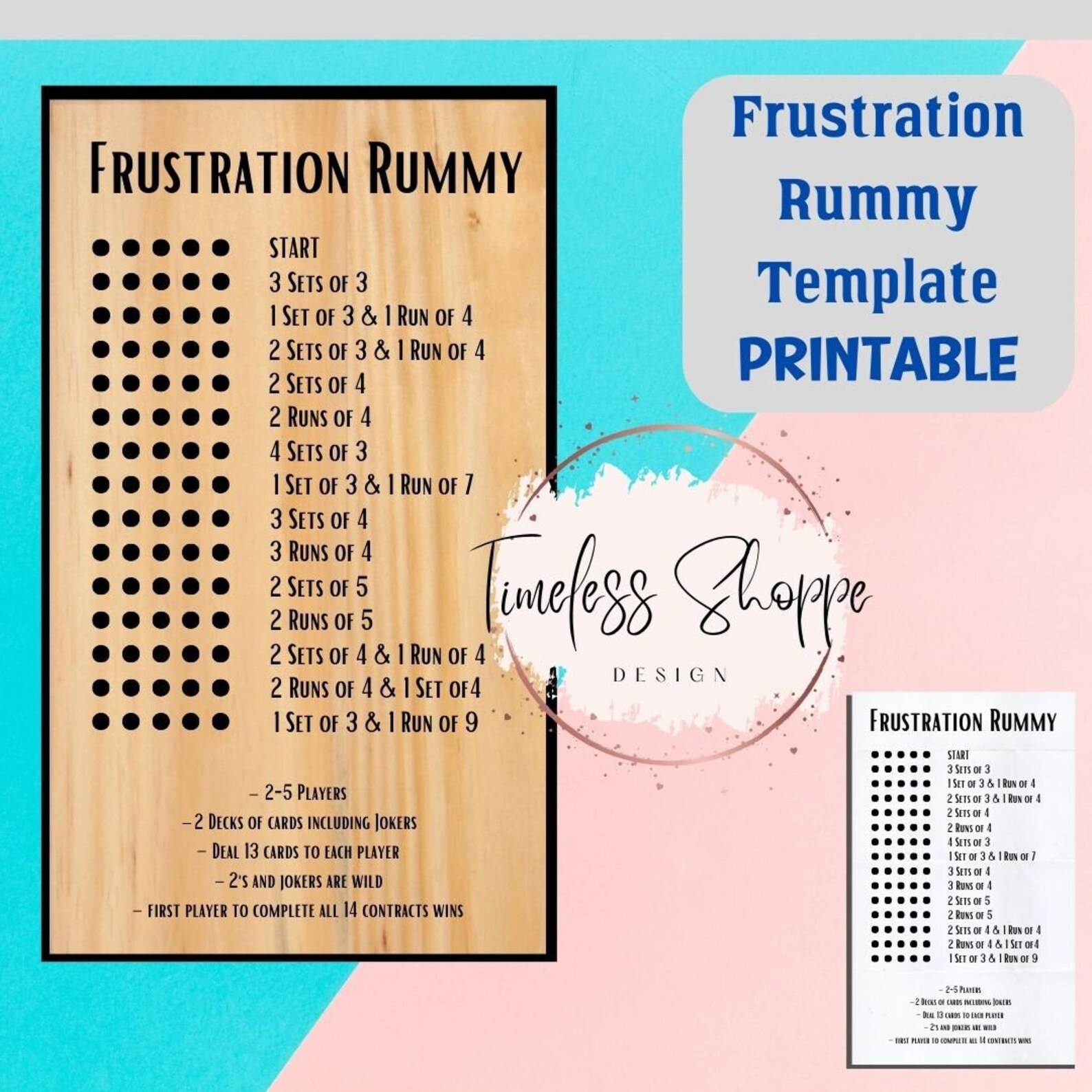 Frustration Rummy Template, Card Game, Template, Frustration Rummy ...