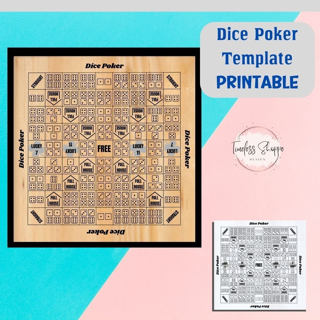 Dice Poker Template, Dice Poker, Game Template, Printable Template, SVG ...
