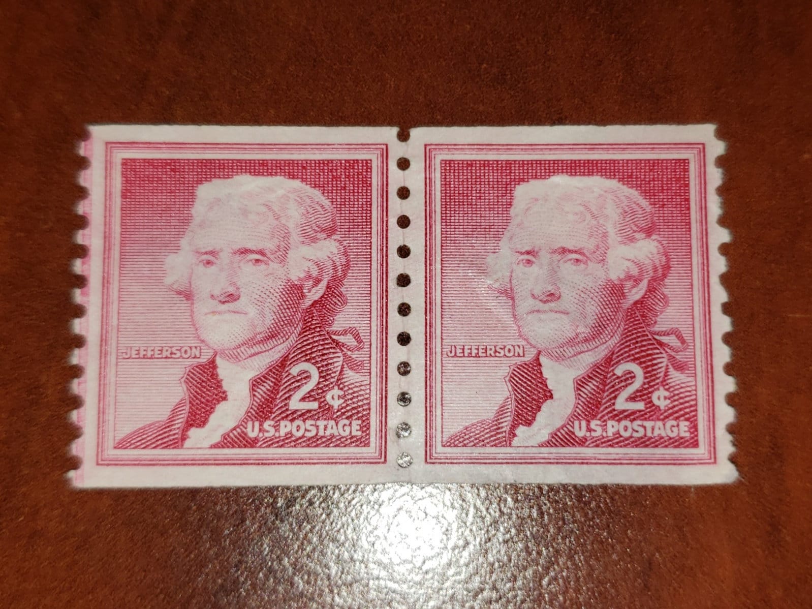 Vintage 1954 Thomas Jefferson 2 Cent Stamp - Coil Pair - Etsy