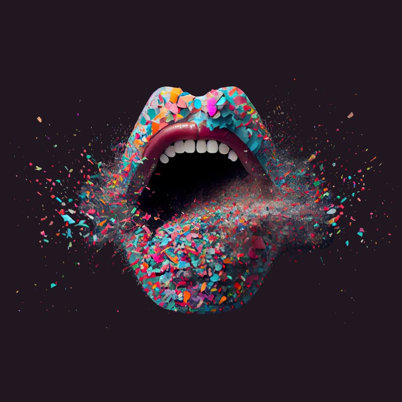 Confetti Scream Lips PNG, Lips Sublimation, T Shirt Print, Mouth ...