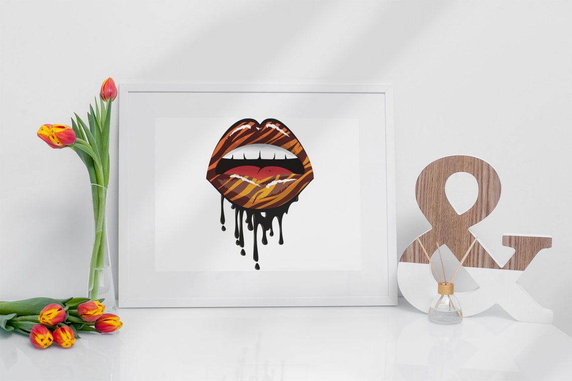 Tiger Drip Lips PNG, SVG, PDF Lips Sublimation, T Shirt Print, Tiger ...
