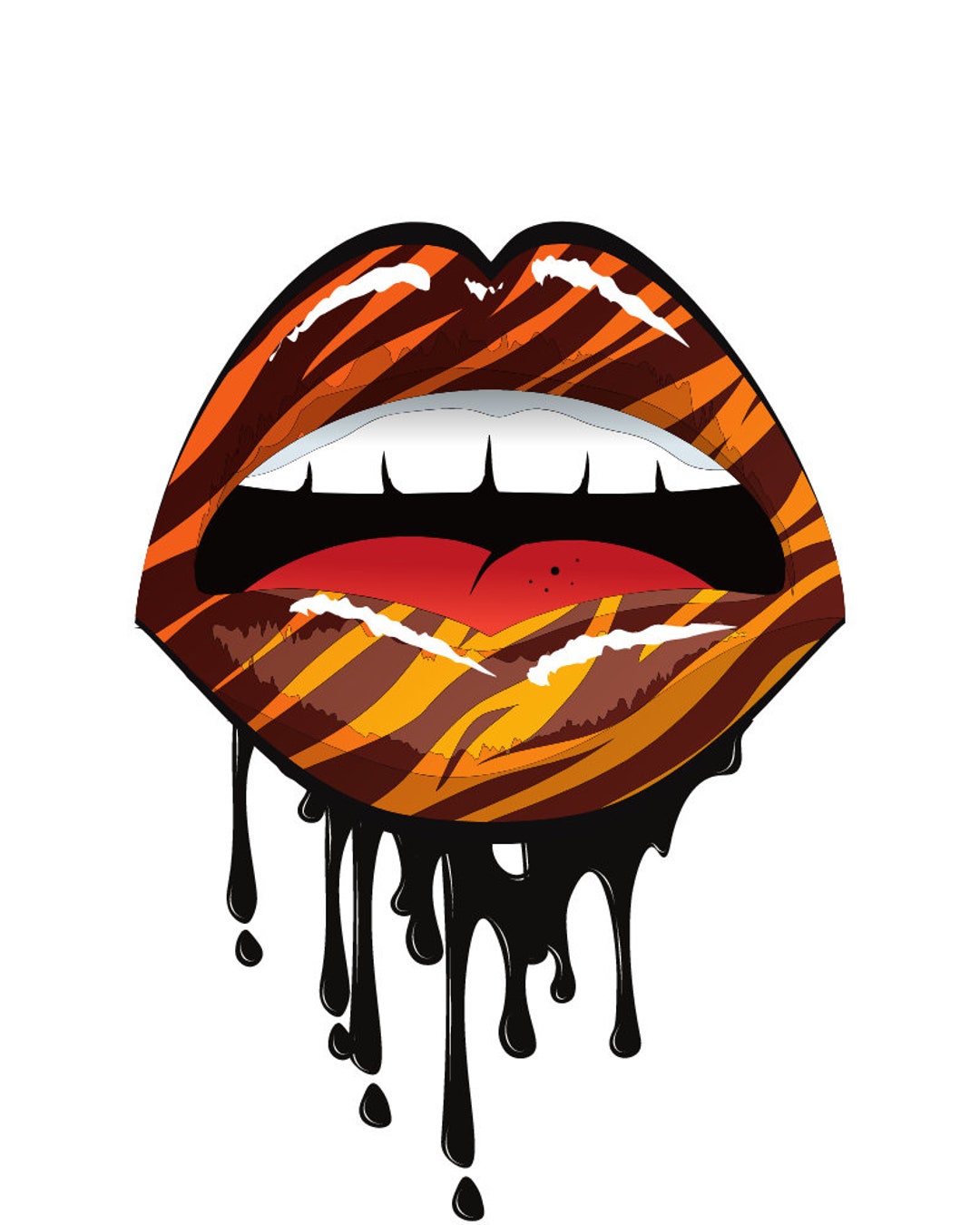 Tiger Drip Lips PNG, SVG, PDF Lips Sublimation, T Shirt Print, Tiger ...