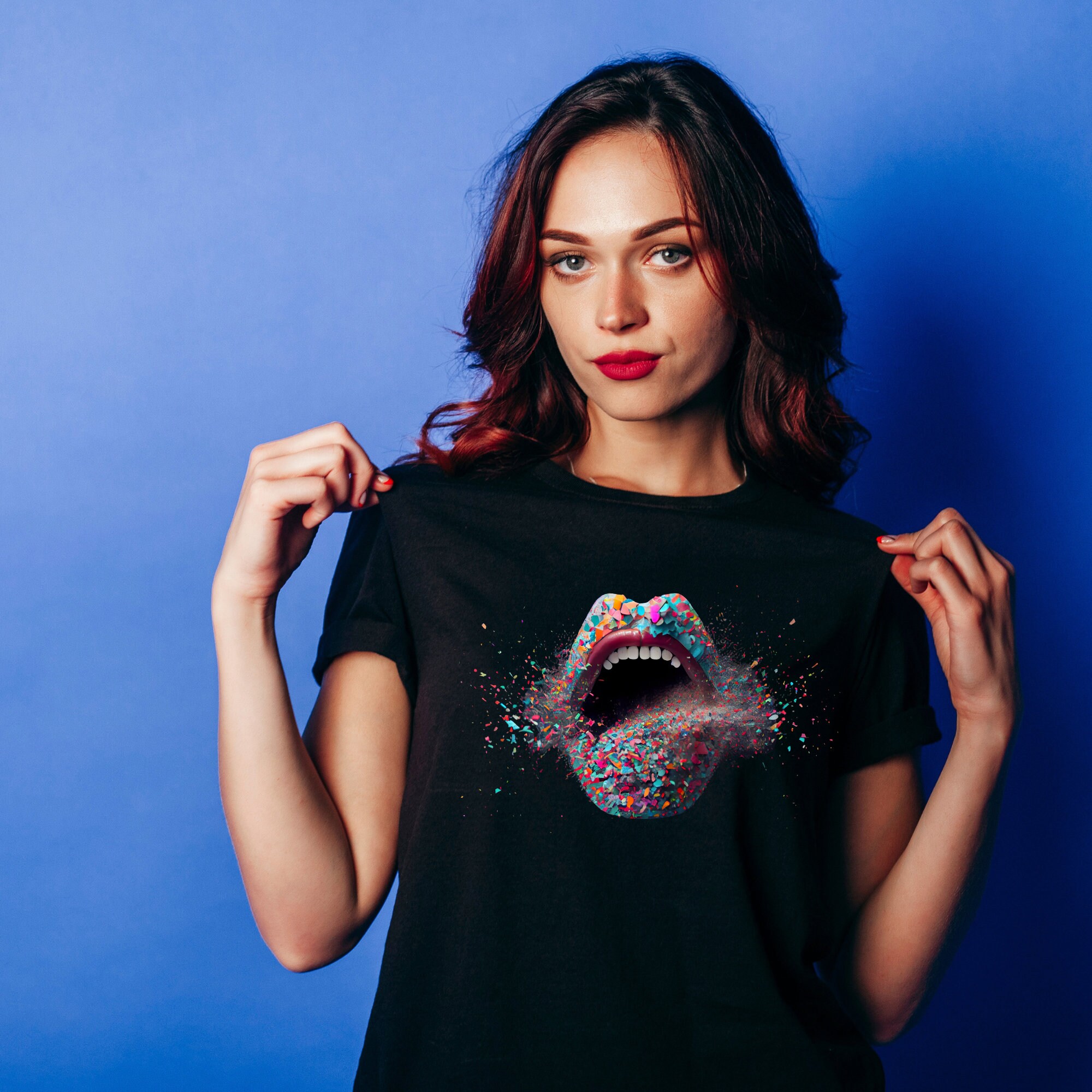 Confetti Scream Lips PNG, Lips Sublimation, T Shirt Print, Mouth ...