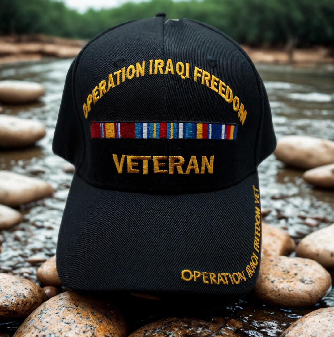 Operation Iraqi Freedom Veteran Black Hat. Embroidered Military Cap ...