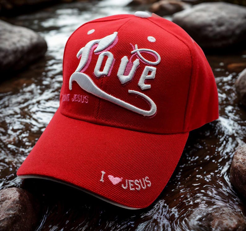 Love Hat. I Love Jesus Hat. Religious Baseball Cap, Christian Red Hat ...