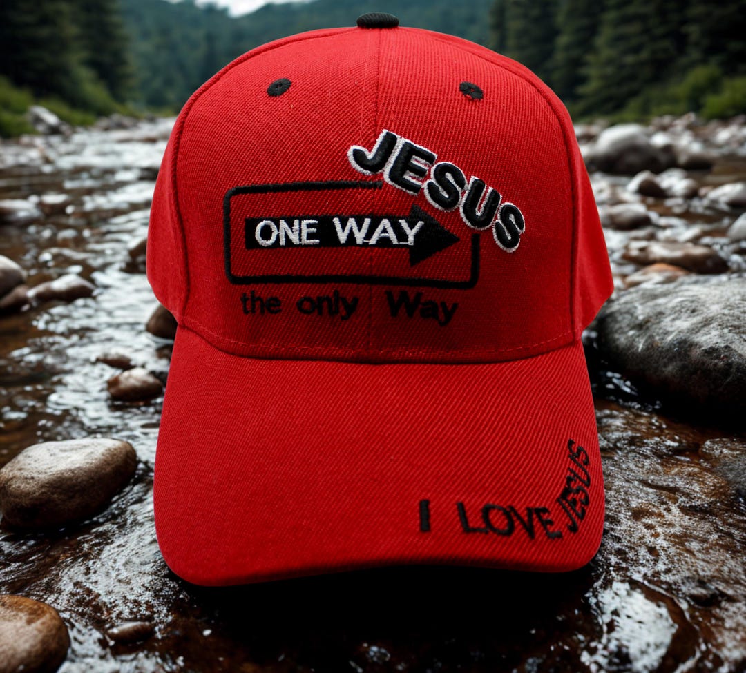 Jesus One Way the Only Way Embroidered Cap, Religious Cap, Red Jesus ...