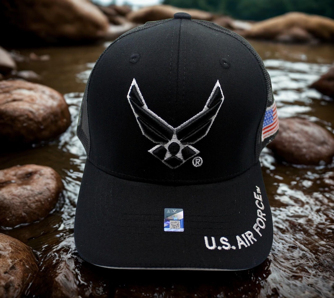 USAF Black Mesh Cap. Retired USAF Cap. Hat With Embroidered Air Force ...