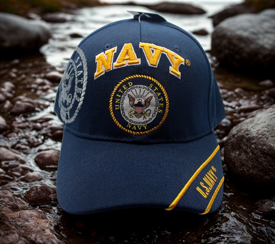 U.S. Navy Baseball Cap, Veteran Navy Blue Military Hat With Embroidered ...