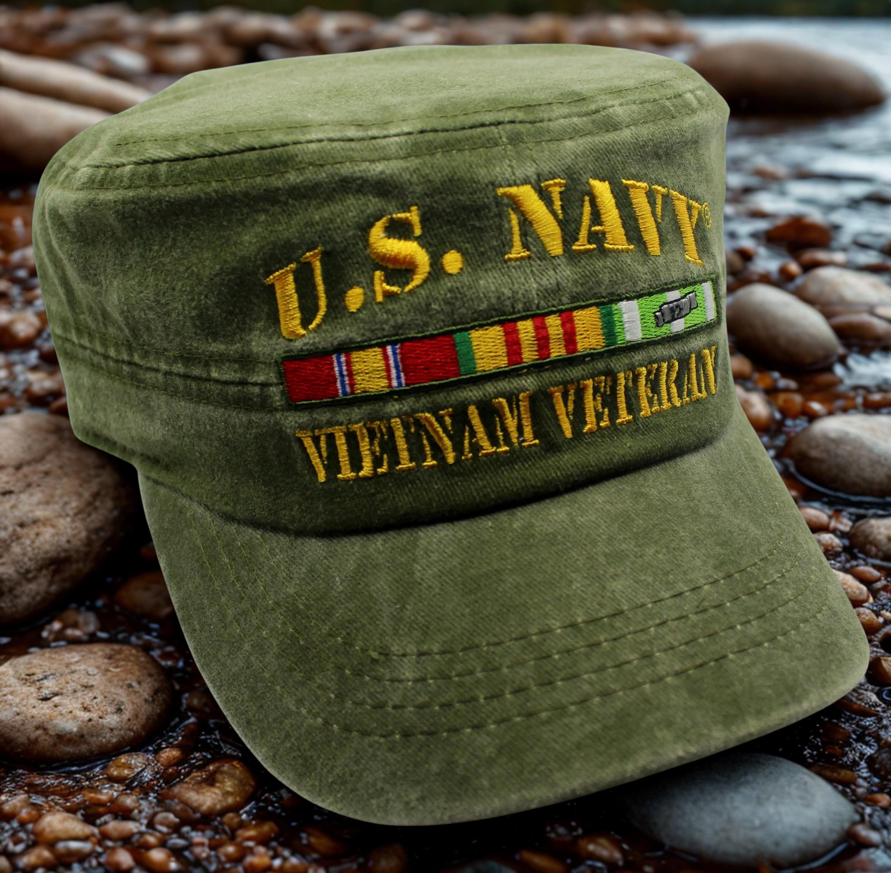 U.S. Navy Vietnam Veteran Hat, Military Patrol Cap With Service Ribbons ...