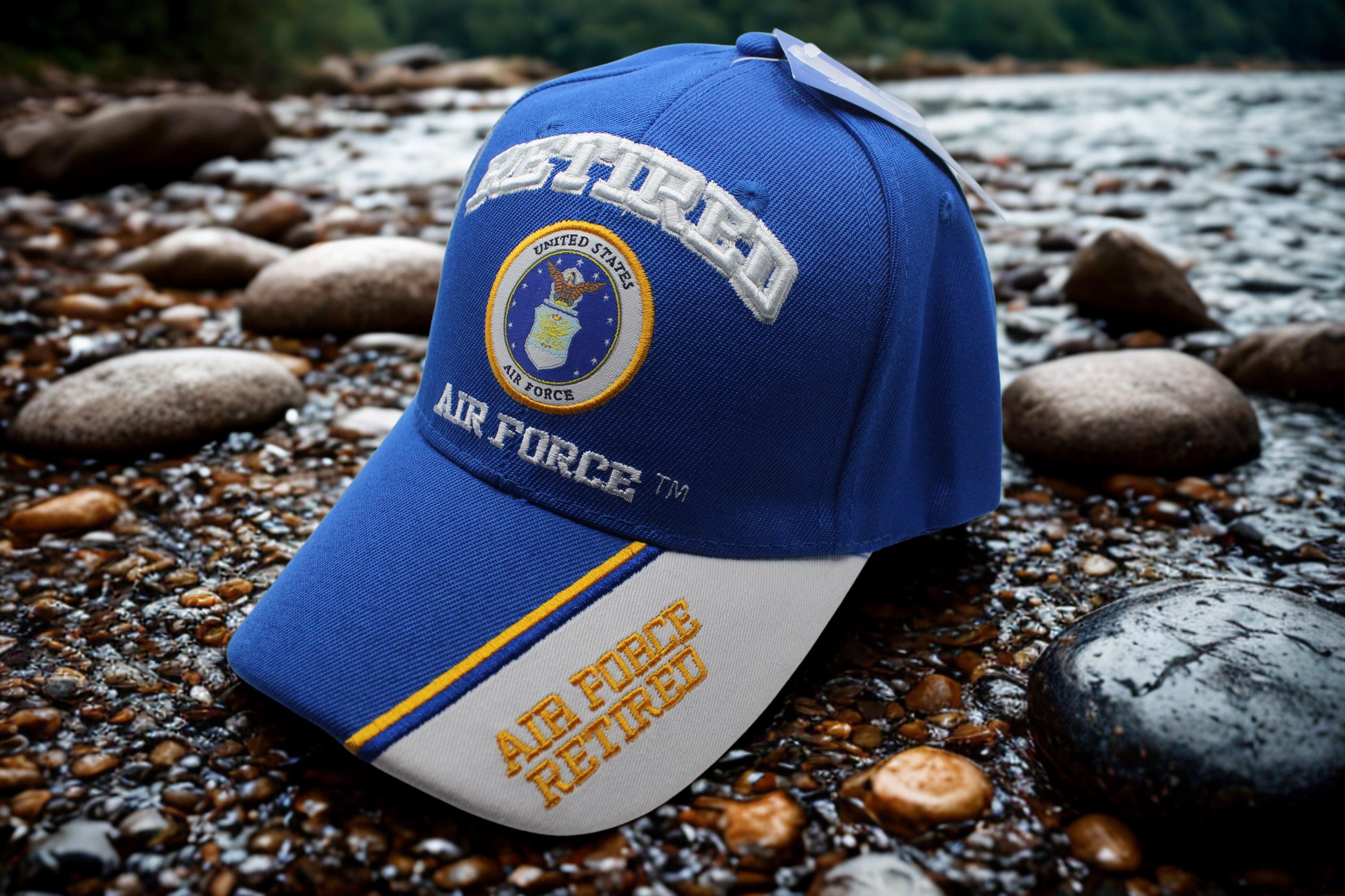 U.S. Air Force Retired Hat, Blue Veteran Baseball Cap With Embroidered ...