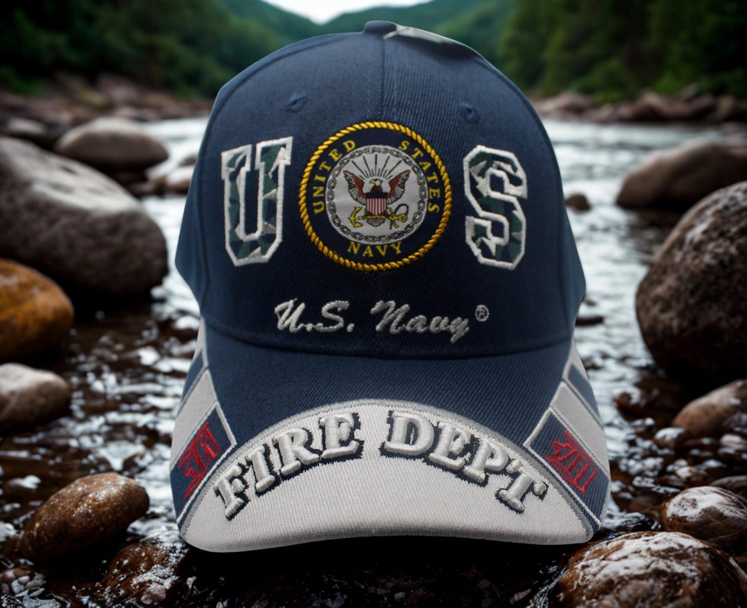 U.S. Navy Fire Department Hat. Military Navy Baseball Cap. Embroidered ...