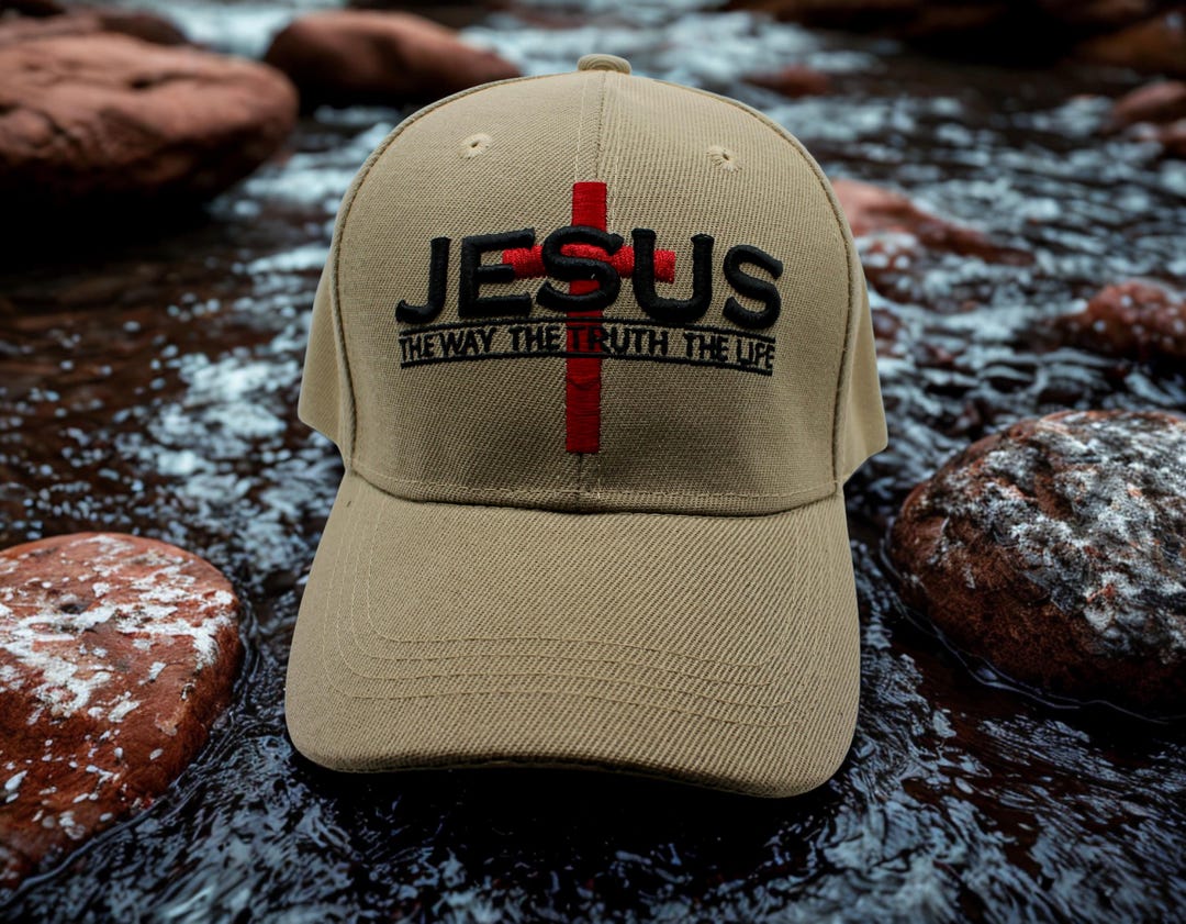 Christian Religious Cap Jesus Is The Way Brown With Cross Symbol