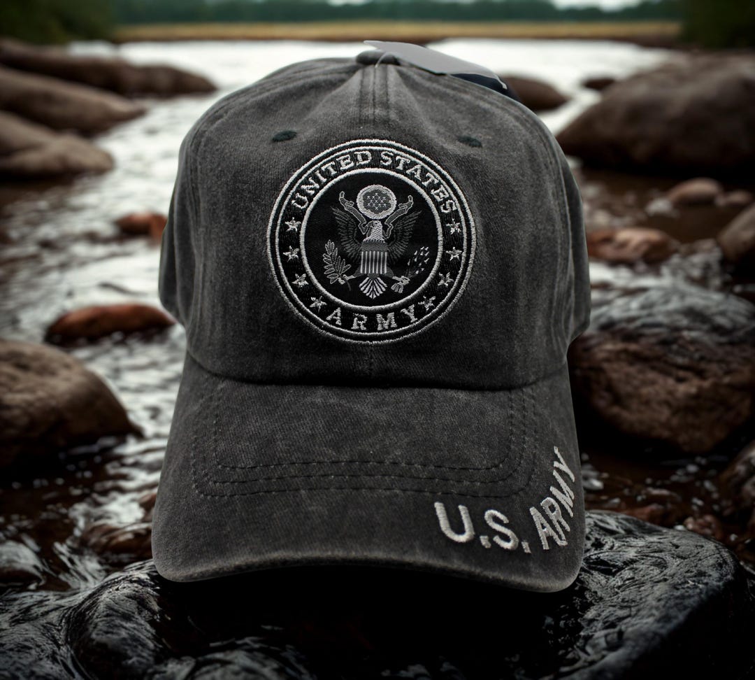 United States Army Baseball Cap, Distressed Black Military Hat ...