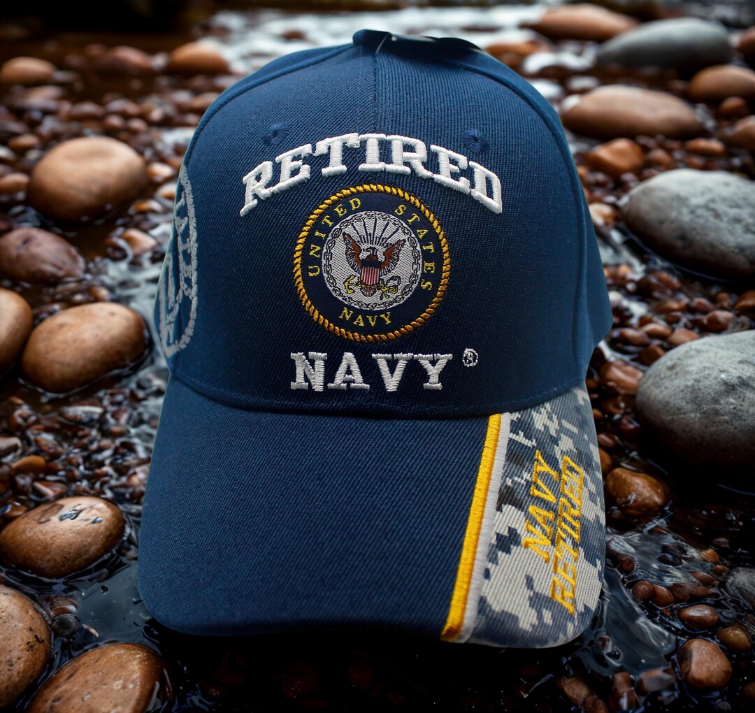 U.S. Navy Retired Baseball Cap, Veteran Navy Blue Military Hat With ...