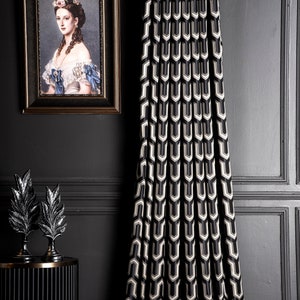 Luxury Striped Curtain Panel: Modern Geometric Jacquard Drape - Etsy