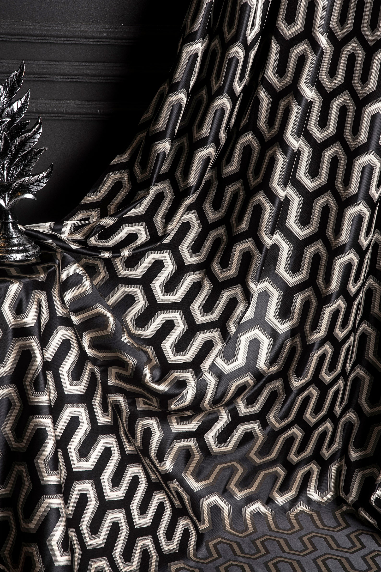 Luxury Striped Curtain Panel: Modern Geometric Jacquard Drape - Etsy