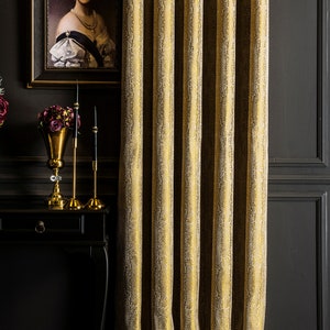 Gold Curtains Panel Striped Patterned Fabric Luxury Bedroom Living Room ...