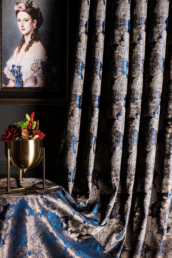 Navy Blue Curtains curtains Panel luxury Curtains for Bedroom Livingroom Striped Patterned Fabric Custom Size Drape Etsy UK