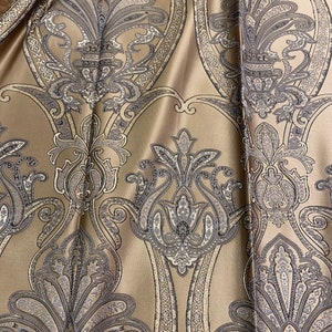 Gold Curtains Panel Striped Patterned Fabric Luxury Bedroom Living Room ...