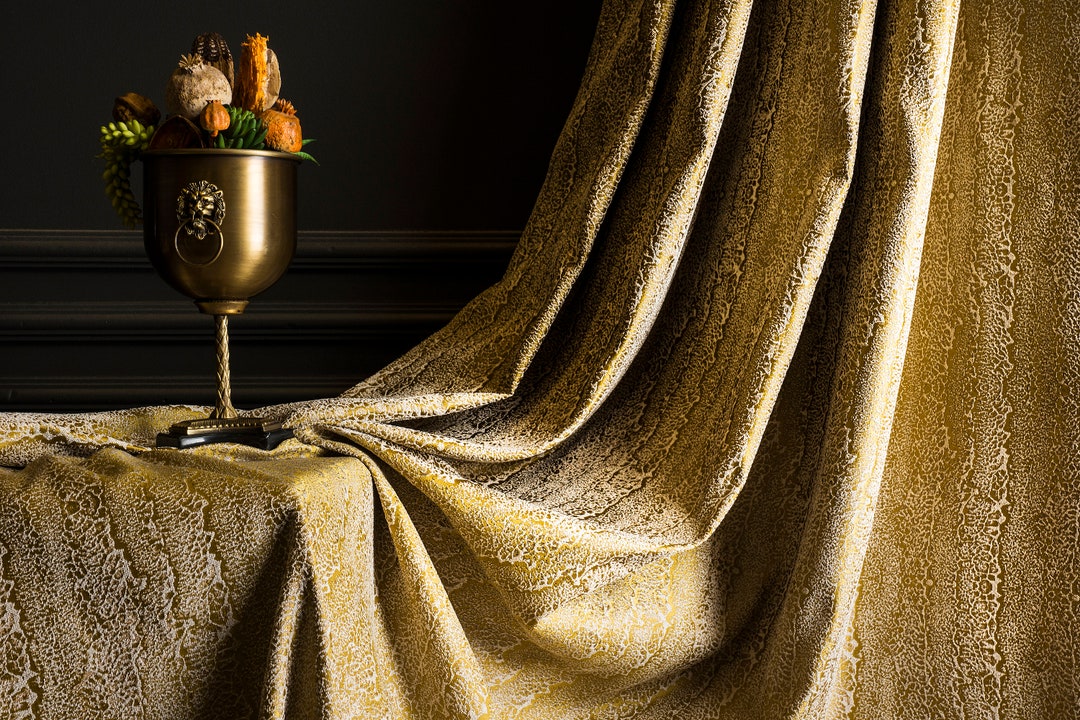 Gold Curtains Panel Striped Patterned Fabric Luxury Bedroom Living Room ...