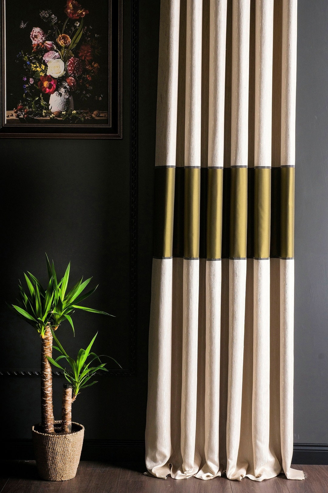 Luxury Green Curtains, Cream Orange Curtain for Livingroom Bedroom ...