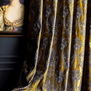 Gold Curtains Panel Striped Patterned Fabric Luxury Bedroom Living Room ...