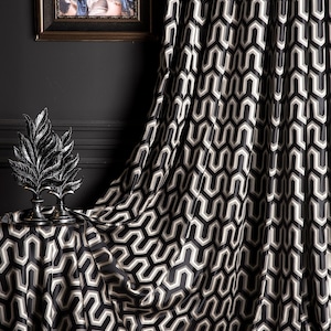 Luxury Striped Curtain Panel: Modern Geometric Jacquard Drape - Etsy