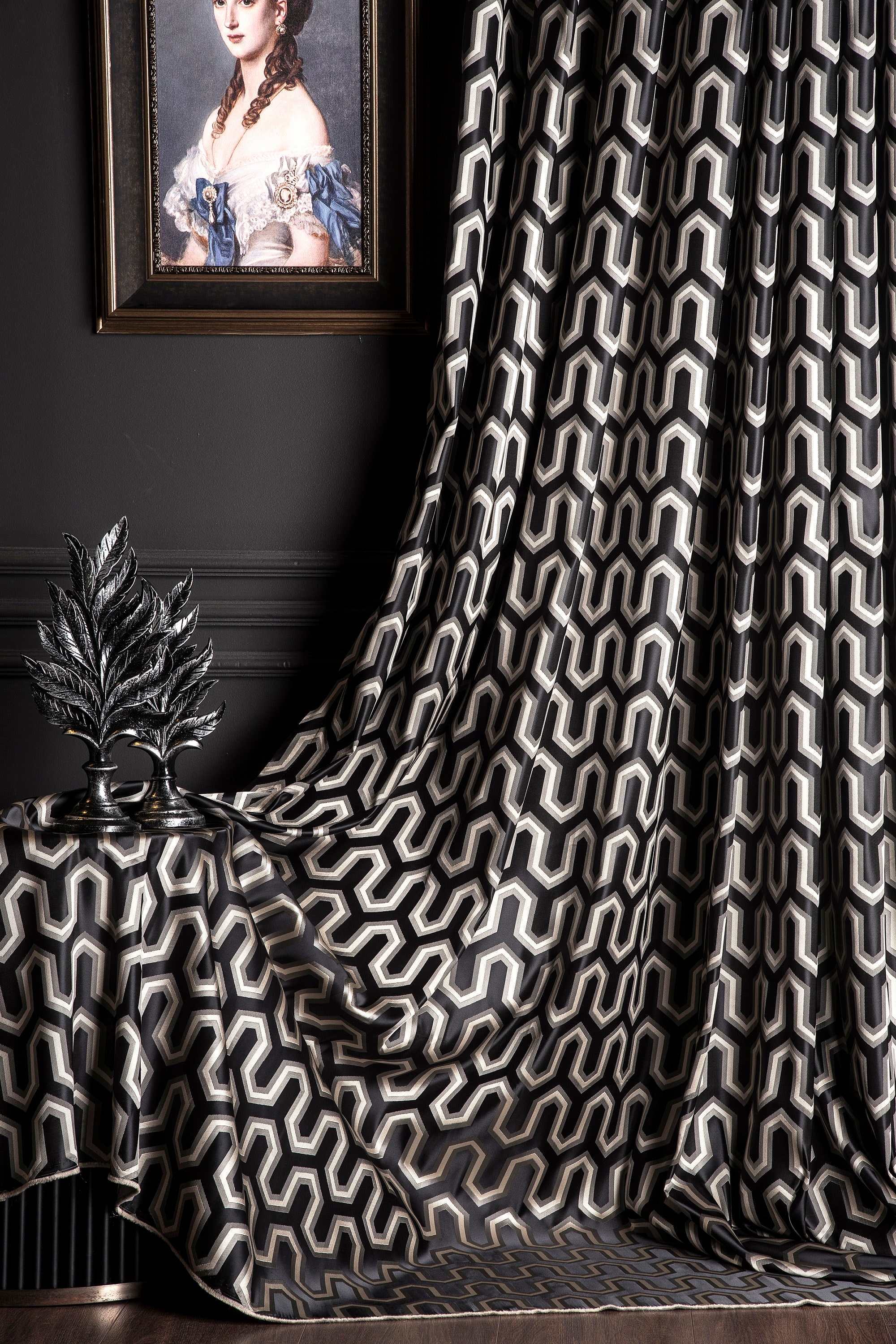 Luxury Striped Curtain Panel: Modern Geometric Jacquard Drape - Etsy