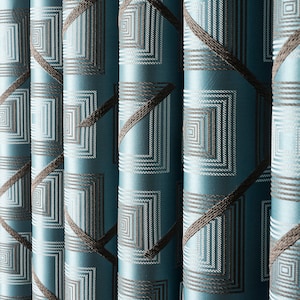 Turquoise Striped Curtains: Custom Size Window Drape - Etsy