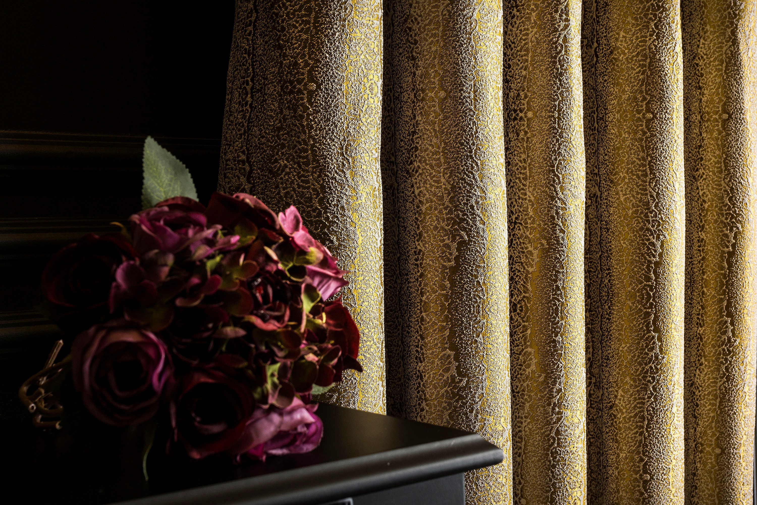 Gold Curtains Panel Striped Patterned Fabric Luxury Bedroom Living Room ...