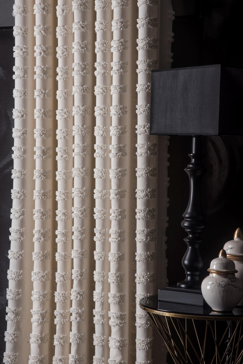 Bohemian Linen Tassel Curtain: Embroidered Fringe Drapes - Etsy