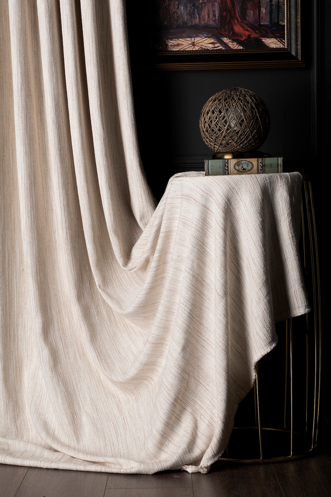 Striped Cream Curtain Panel: Custom Bedroom Living Room Drape - Etsy