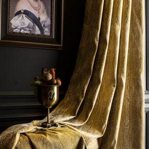 Gold Curtains Panel Striped Patterned Fabric Luxury Bedroom Living Room ...