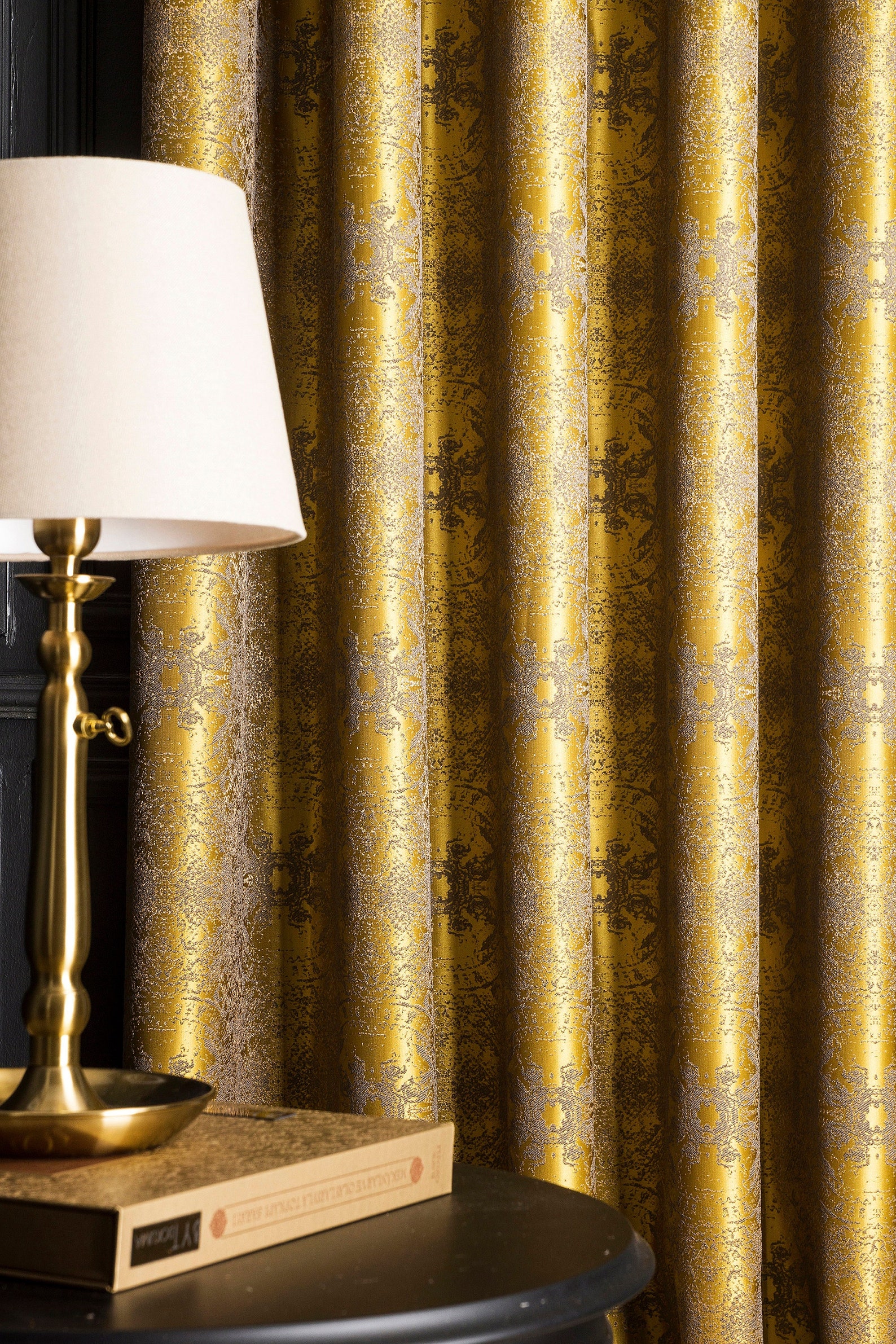 Gold Curtains Panel Striped Patterned Fabric Luxury Bedroom Living Room ...
