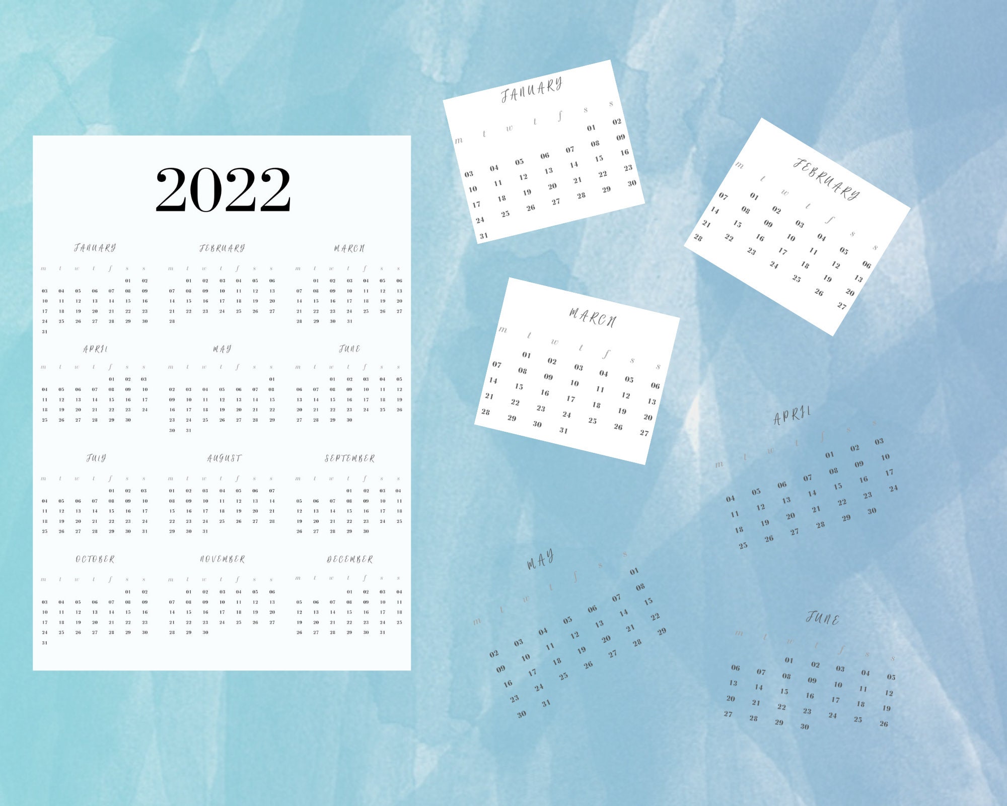 2022 Mini Monthly Calendar Digital Sticker | Planner Calendar Stickers ...