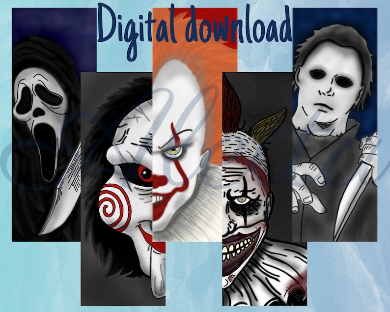 Horror Bookmark Set | Printable Bookmarks | Digital Download - Etsy