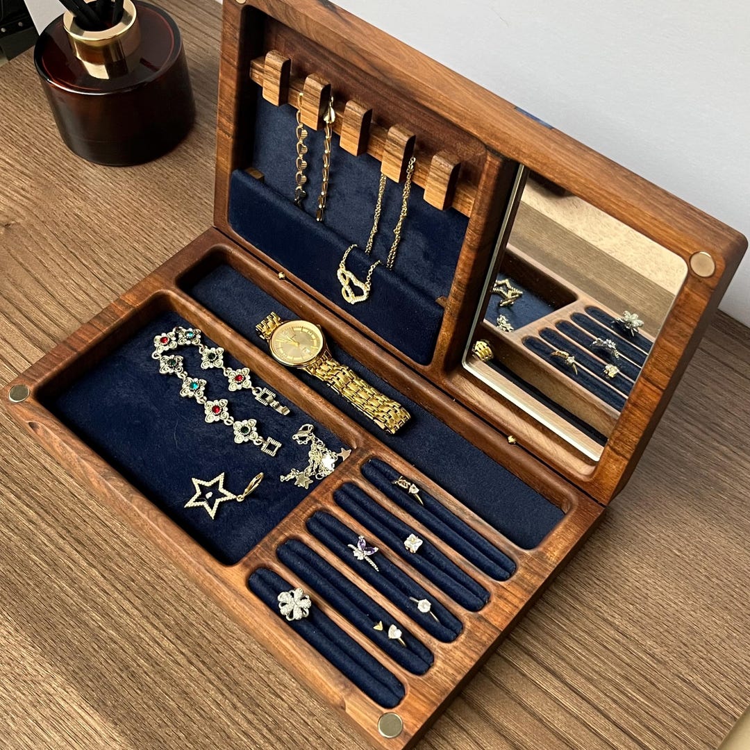 Large Jewelry Box, Big Jewellery Box, Jewelry Organizer, Resin and Wood ...