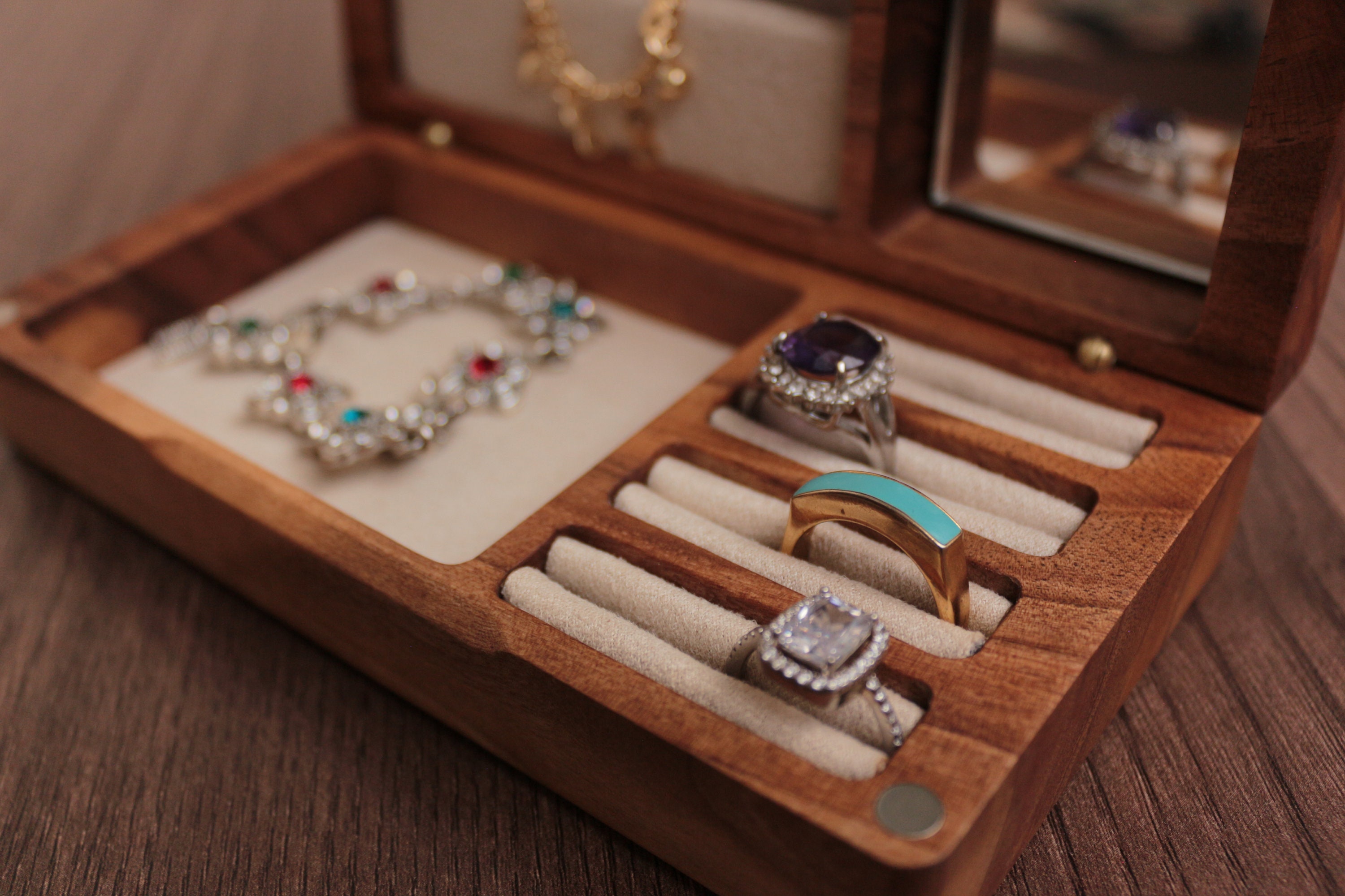 Wood Jewellery Box Epoxy and Walnut Wood Jewelry Box Vintage - Etsy