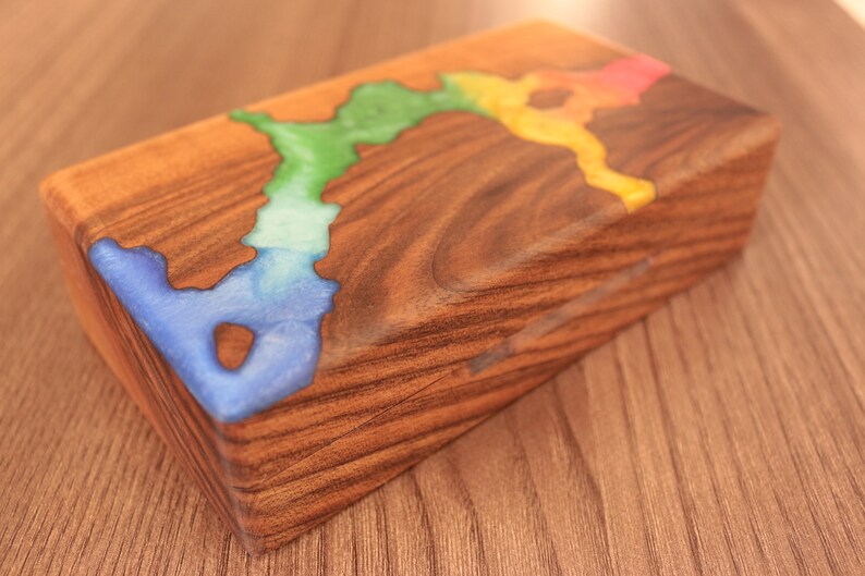 Rainbow Jewellery Box Walnut Wood Jewelry Boxes Epoxy and - Etsy