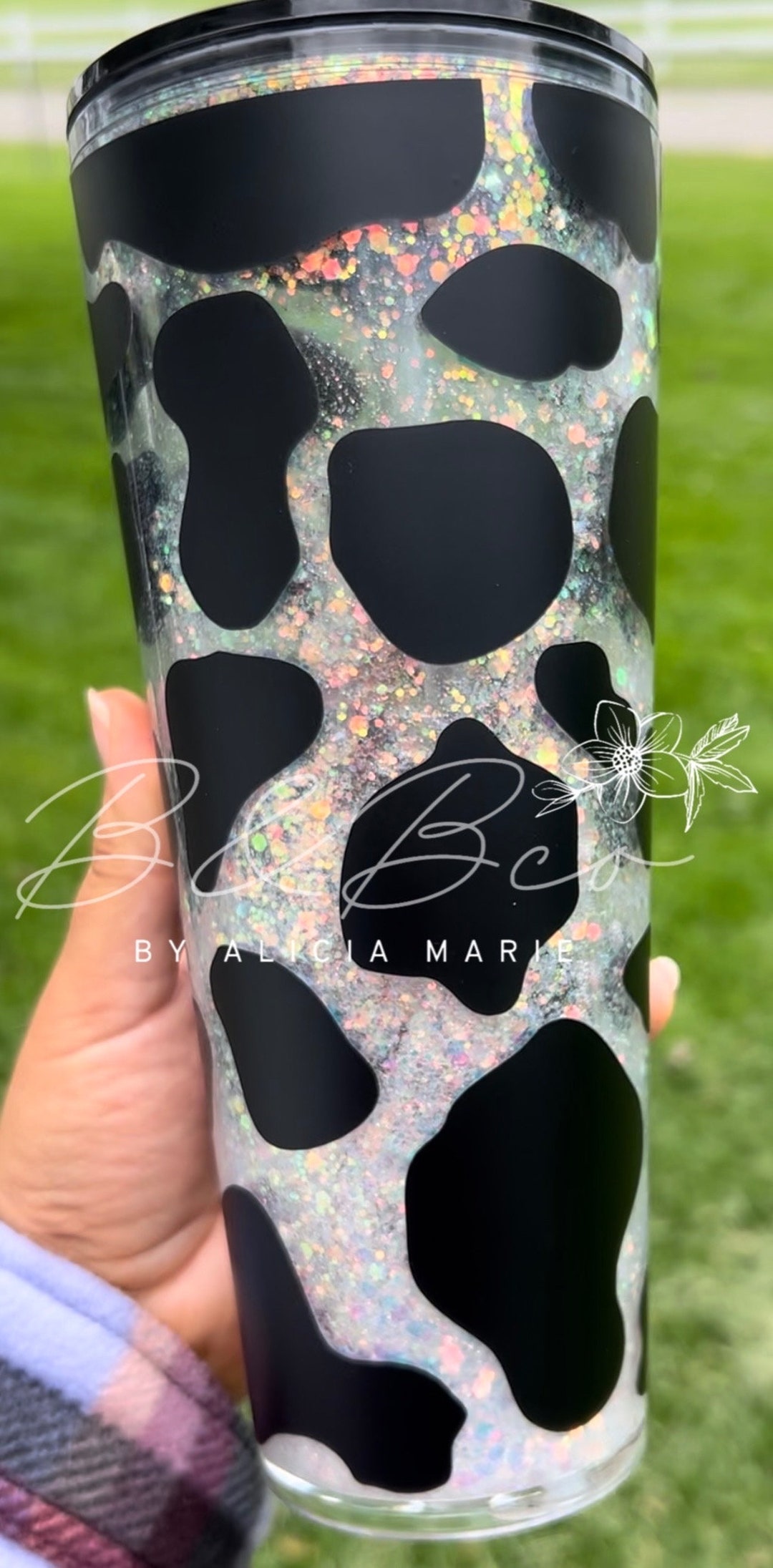 Cow Print Snow Globe Acrylic 24oz Tumbler - Etsy